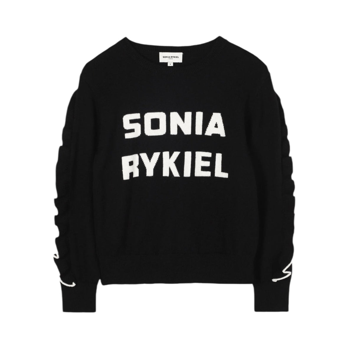 Sonia Rykiel Black Logo Knit Ruffle Sweater – Buttons and Bows